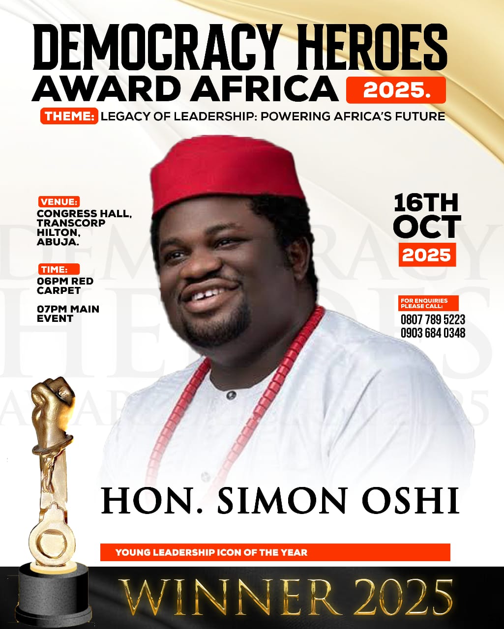 Hon. Simon Oshi has been recognized as the Young Leadership Icon of the ...